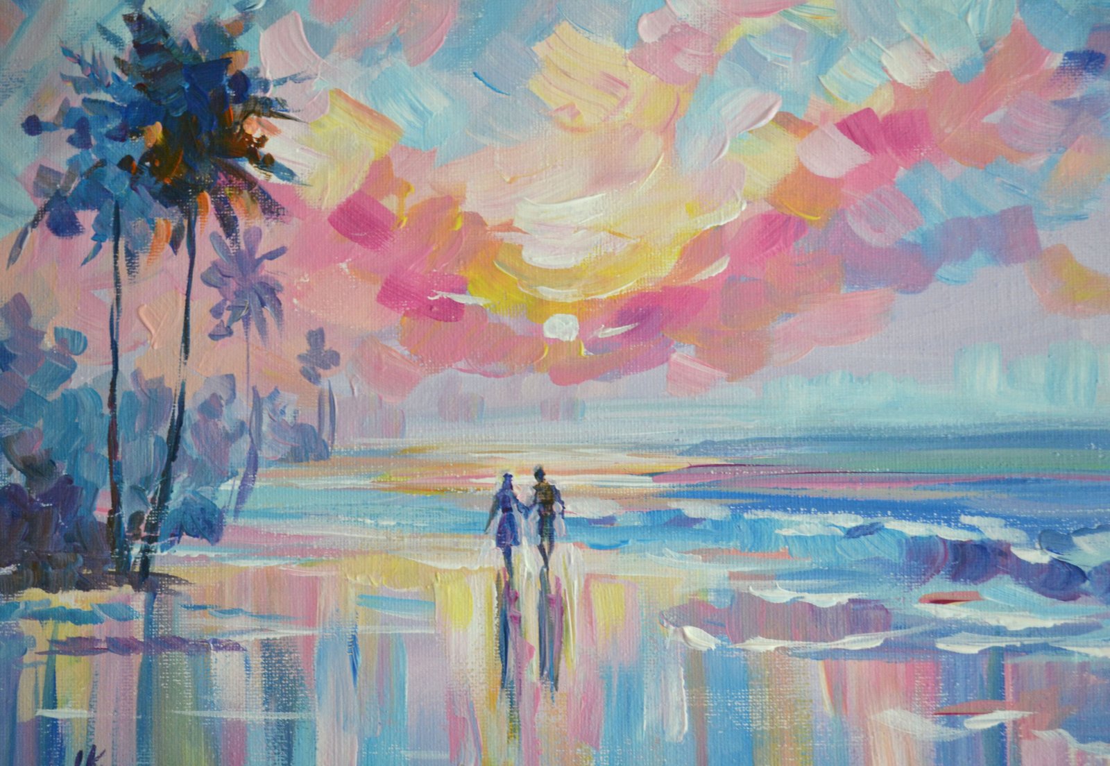 Romantic couple on the beach. Acrylic on canvas. – Lada Kholosho ...